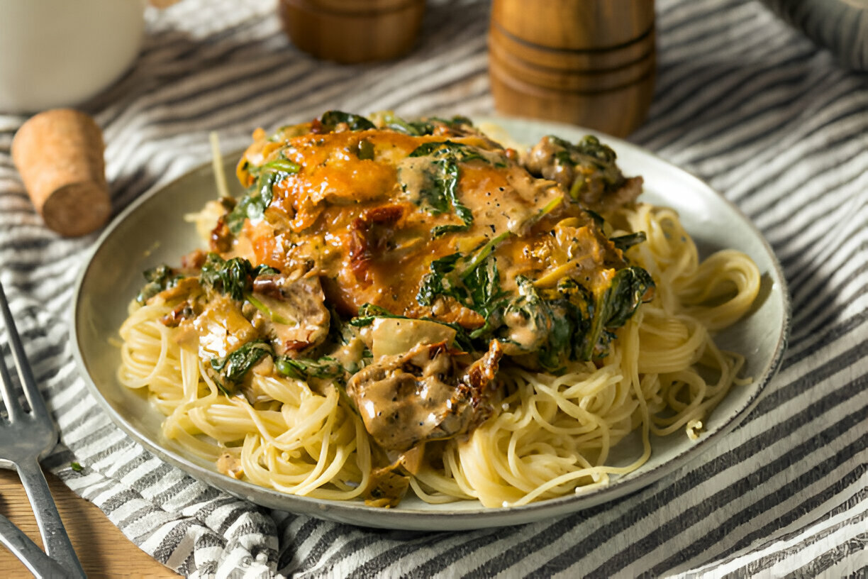 Spinach Artichoke Chicken Skillet Paleo Whole30 Keto Recipe