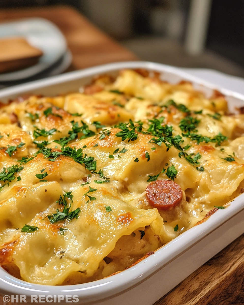 Classic Crockpot Pierogi Casserole with Kielbasa - HR Recipes