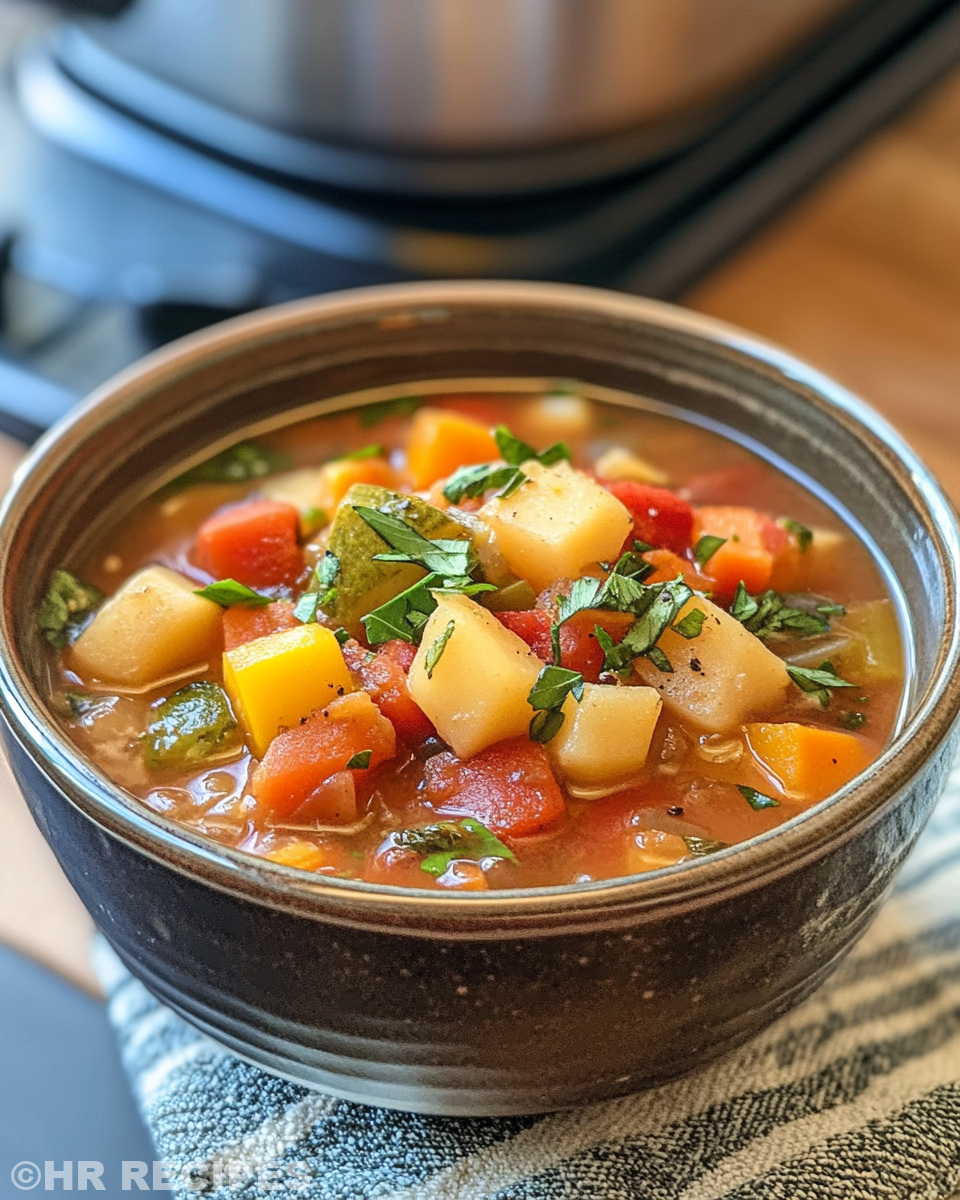 Slow Cooker Vegetable Soup - HR Recipes